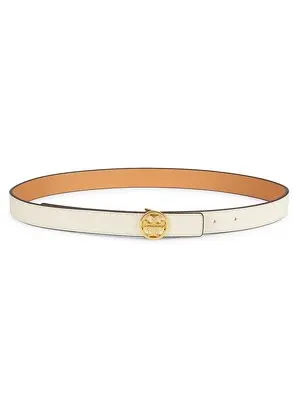 Tory Burch Women's Reversible Logo Leather Belt - Pink Moon - Size XS - Pink Moon  New Ivory