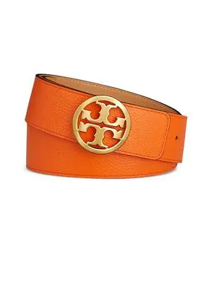Tory Burch Women's Reversible Logo Leather Belt - Pink Moon - Size XS - Pink Moon  Orange