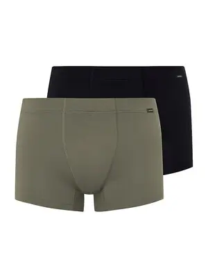 Hanro Cotton Essentials 2-pack Boxer Briefs Antique Green Ebony