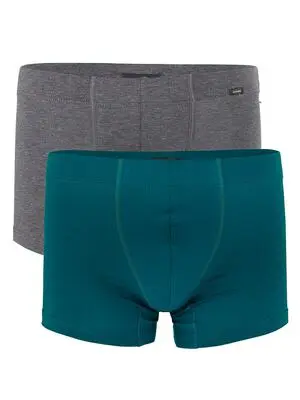 Hanro Cotton Essentials 2-pack Boxer Briefs Deep Lagoon Coal Melange