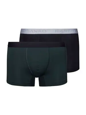 Hanro Cotton Essentials 2-pack Boxer Briefs Laurel Black