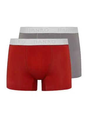 Hanro Cotton Essentials 2-pack Boxer Briefs Red Ochre Grey
