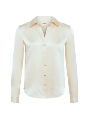 L'Agence Tyler Silk Satin Blouse Creme Brulee