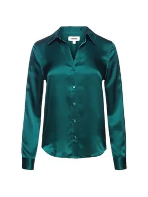L'Agence Tyler Silk Satin Blouse Dark Forest