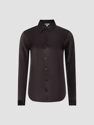 L'Agence Tyler Silk Satin Blouse - Dark Java