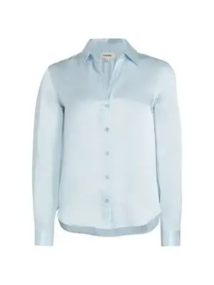 L'Agence Tyler Silk Satin Blouse Ice Water