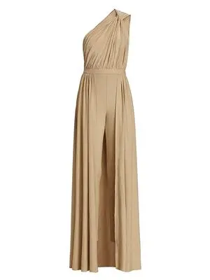 Halston Ira Twist-Neck Jumpsuit - Gold