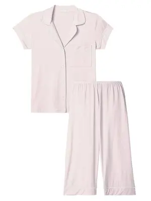 Eberjey Gisele Cropped Pajama Set Lilac Ivory
