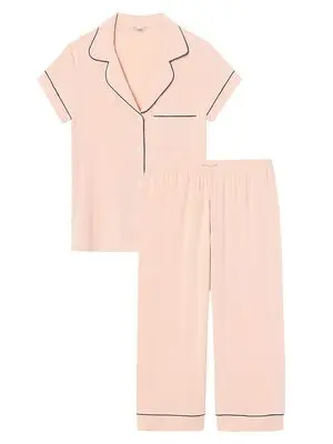 Eberjey Gisele Cropped Pajama Set Rose Cloud Navy