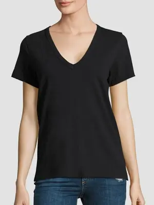 Rag & Bone V-neck Cotton Tee - Black