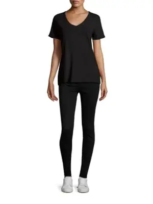 Rag & Bone V-neck Cotton Tee - Black