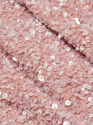 Theia Three-quarter Sleeve Sequin Sheath Gown - Blush