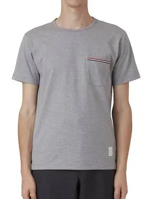 Thom Browne Cotton Pocket Tee Light Grey