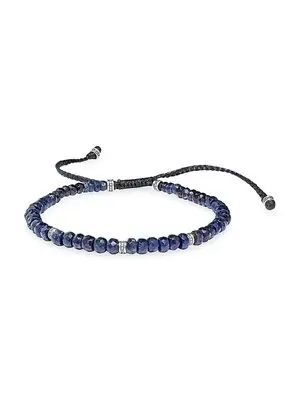 JAN LESLIE Sapphire & Sterling Silver Beaded Bracelet Silver