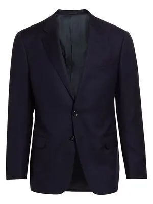 Giorgio Armani Solid Single-breasted Blazer - Navy
