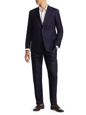 Giorgio Armani Solid Single-breasted Blazer - Navy
