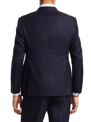 Giorgio Armani Solid Single-breasted Blazer - Navy