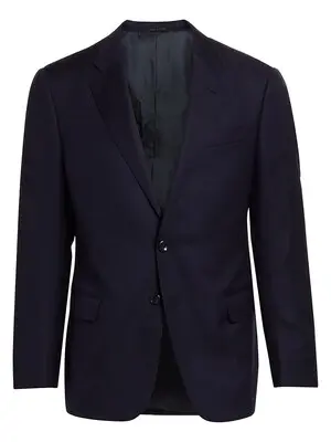 Giorgio Armani Solid Single-breasted Blazer - Navy