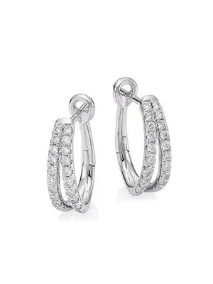 Saks Fifth Avenue Collection 14k & 0.40 Tcw Diamond Split Hoop Earrings - White Gold