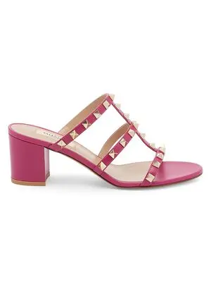 Valentino Garavani Women's Rockstud Leather Mules - Rose Violet - Size 7 - Rose Violet  Rose Violet