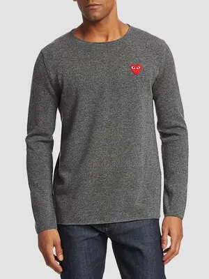 Play Comme Des Garcon Signature Wool Sweater - Black