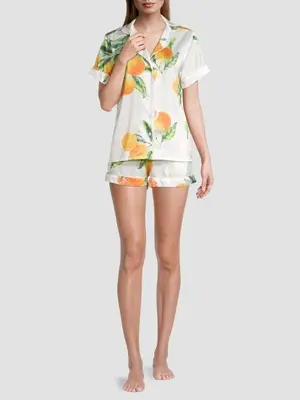 AVERIE Two-piece Orange & Grapefruits Print Shorts Pajama Set