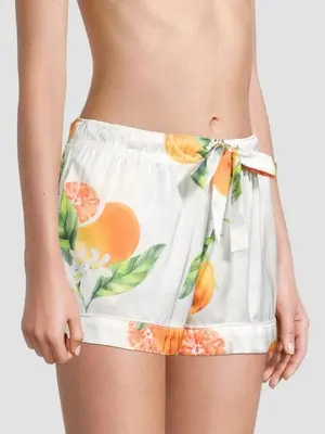 AVERIE Two-piece Orange & Grapefruits Print Shorts Pajama Set