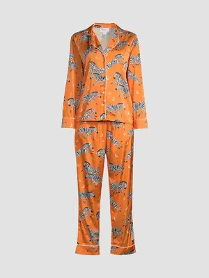 AVERIE Two-piece Zebra Print Pajama Set - Orange