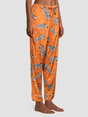 AVERIE Two-piece Zebra Print Pajama Set - Orange