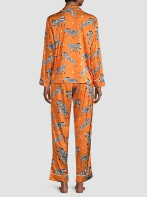 AVERIE Two-piece Zebra Print Pajama Set - Orange