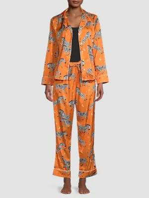 AVERIE Two-piece Zebra Print Pajama Set - Orange