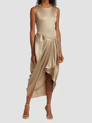 Giorgio Armani Textured Draped Dress - Cobble Stone