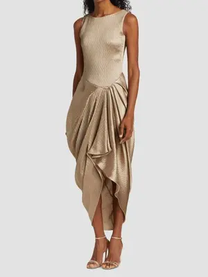 Giorgio Armani Textured Draped Dress - Cobble Stone