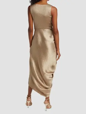 Giorgio Armani Textured Draped Dress - Cobble Stone