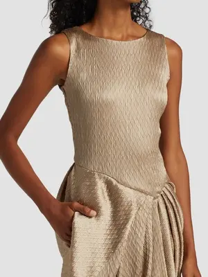 Giorgio Armani Textured Draped Dress - Cobble Stone