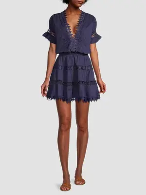 Peixoto Ora Embroidered Mini Dress - Navy Blue