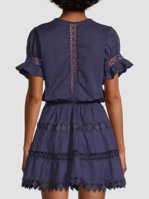 Peixoto Ora Embroidered Mini Dress - Navy Blue