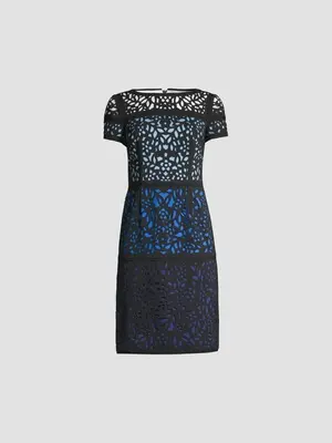 Shani Ombre Laser-cut Lace Dress - Blue