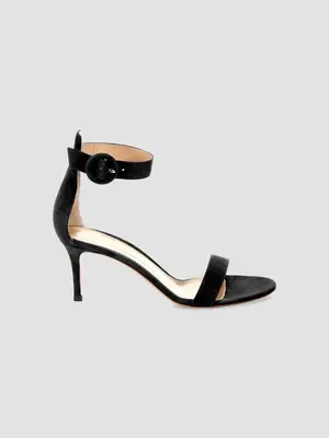 GIANVITO ROSSI Portofino Suede Sandals - Black