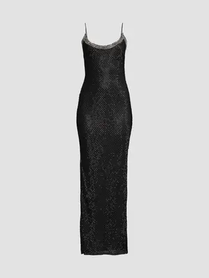 Mac Duggal Beaded Column Gown - Black
