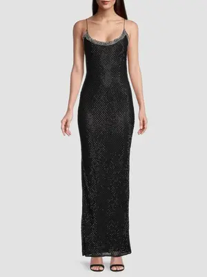 Mac Duggal Beaded Column Gown - Black