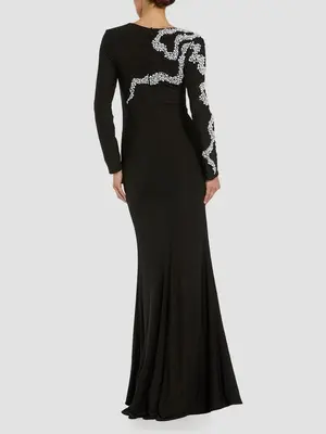 Mac Duggal Beaded Column Gown - Black