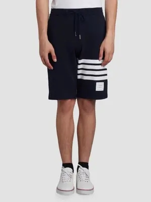 Thom Browne Classic Drawstring Cotton Sweatshorts - Navy