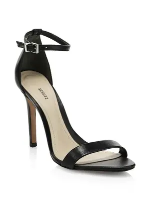 Schutz Cadey-lee Leather Ankle-strap Sandals - Beige