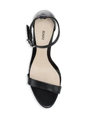Schutz Cadey-lee Leather Ankle-strap Sandals - Beige