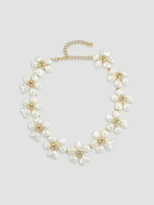 KENNETH JAY LANE Crystal & Faux-pearl Flower Necklace