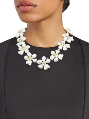 KENNETH JAY LANE Crystal & Faux-pearl Flower Necklace