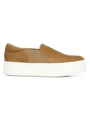 Vince Warren Slip-on Platform Suede Sneakers Tan