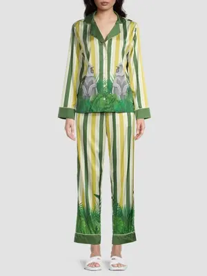 AVERIE Two-piece Stripes & Jungle Print Pajama Set