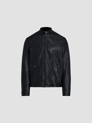 Polo Ralph Lauren Lambskin Café Racer Jacket - Black